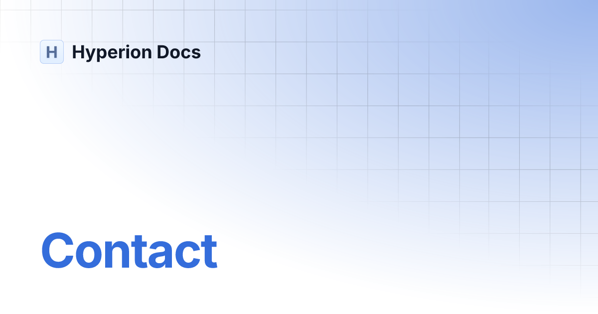 Contact | Hyperion Docs